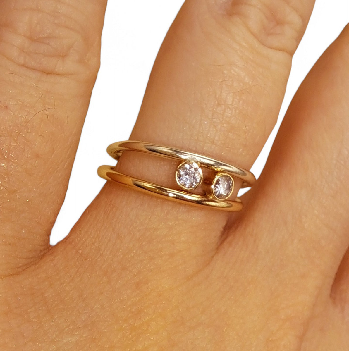 9ct White Gold 0.13ct Diamond Off-Set Stacking Ring – WILDE JEWELLERY