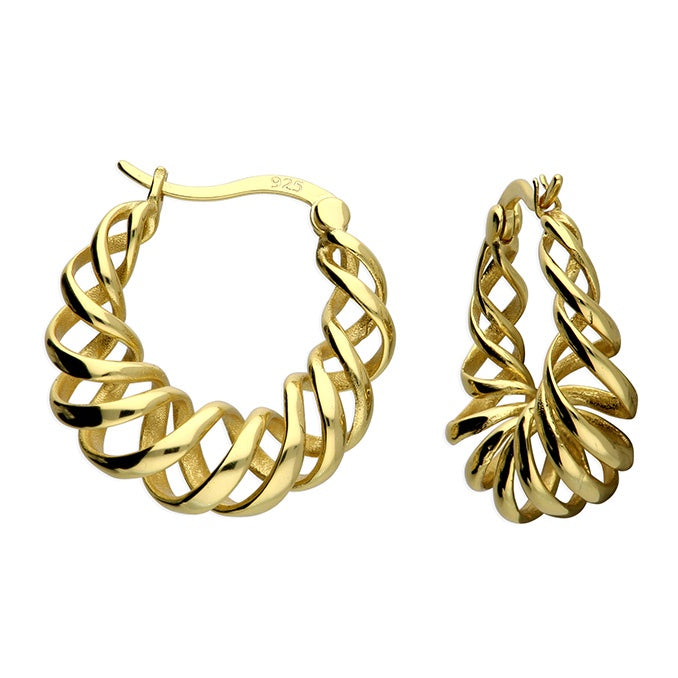 18ct Gold Plated Spiral Creole Hoops – WILDE JEWELLERY